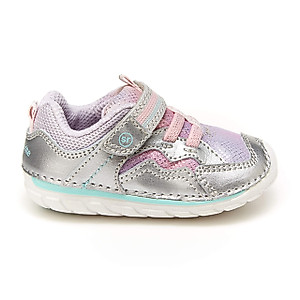 Stride Rite baby girls Soft Motion Kylo Sneaker, Silver/Multi, 4 Wide Infant US
