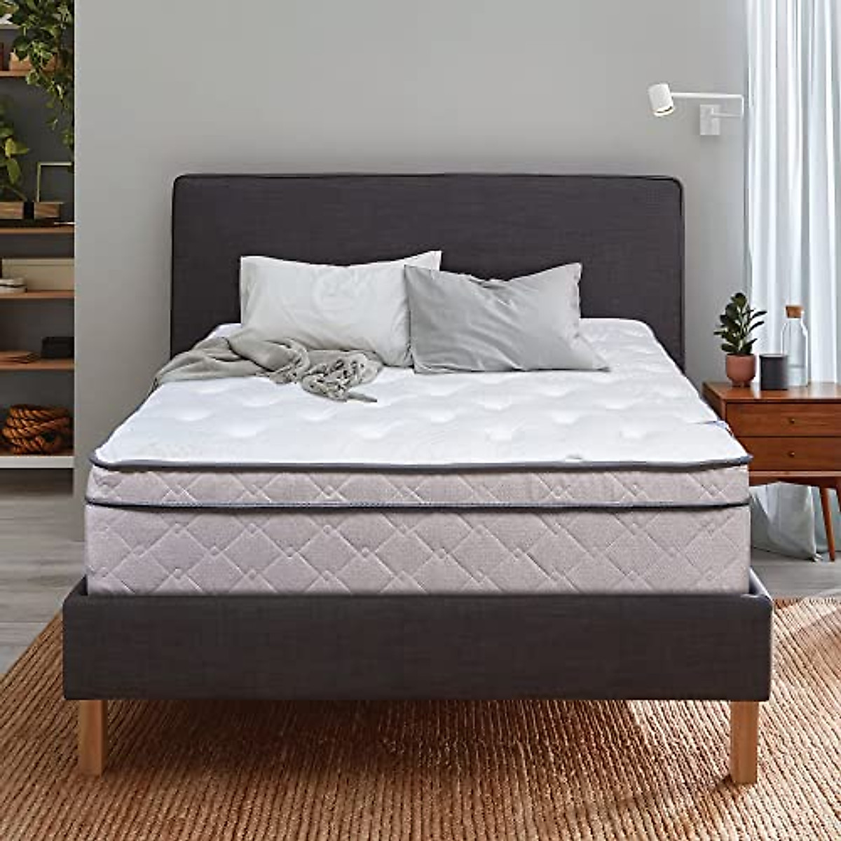 Treaton Twin 12 Inch Ultra Plush EuroTop Hybrid Mattress Pocket Coil Spring for Back Pain and Pressure Comfort, Bed in a Box, Mink