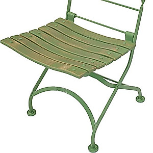 Sunnydaze Cafe Couleur European Chestnut Wooden Folding Bistro Chair - Portable, Compact Side Chair - Indoor or Outdoor Use - Patio, Deck, Balcony, Camping and Spare Seating - Green - Set of 2