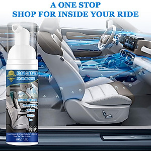 Foam Cleaner For Car, 2 Pack Interior Car Cleaning Kit for Car and House, Car Interior Cleaner Remove Stain from Leather, Carpet, Upholstery, Fabric, Lemon Flavor Car Detailing Kit Interior Cleaner