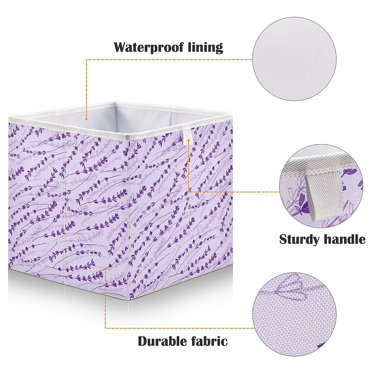 Emelivor Lavender Purple Rectangle Storage Bins Fabric Storage Cube Large Foldable Storage Baskets Cloth Box Containers for Shelves Nursery Closer Bedroom Home,16 x 11inch