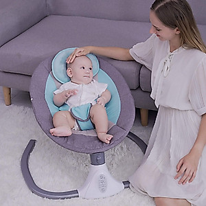 TFCFL Baby Swings for Infants, Foldable Infant Swing Chair Baby Bouncer 4-Speeds with Music Speaker, Remote Control, Netting, Hanging Toys, Seat Cover, Pillow or 0-12 Months Newborn Babies (Blue)