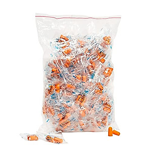 100-Pairs of Soft Foam Ear Plugs Individually Wrapped for Sleeping, Noise-Canceling, Disposable, Bulk Set for Concert, Music Festival, Sleep (Orange, 0.5x0.95 in)