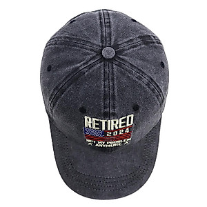 Retirement Gifts for Men Women, Retired 2024 Not My Problem Anymore with American Flag Hat, Happy Retirement Party Decorations Baseball Cap, Birthday Gift for Veterans Dad Mom Grandpa Grandma Friend