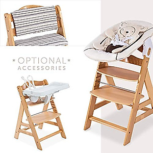 Hauck - Fun for Kids Hauck Alpha Tray + 5-Point Harness, 3 in 1 Table Set for Hauck Wooden Highchair Alpha+, Depth Adjustable Table, Removable Tray, Cup Moulding, Elevated Edge, White