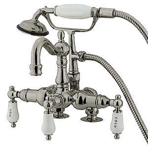 Elements of Design DT10138CL Hot Springs Deck Mount Clawfoot Tub Filler with Hand Shower, Satin Nickel