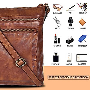 Real Leather Crossbody Bags for Women - Slim Wallet & Cross Over Purse Shoulder Bag Women's Handbags Sling Christmas Gift (Tan-1)