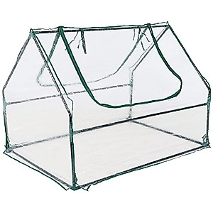 Sunnydaze Outdoor Portable Mini Greenhouse Tent with 2 Zippered Side Doors and Steel Tube Frame - Clear - 4' x 3'