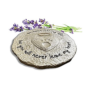 Lily's Home Pet Memorial Stone Engraved “You Have Left My Life, But You Will Never Leave My Heart” Outdoor Garden Grave Marker Stepping Stone or Wall Display in Memory of Loved Dog or Cat, Polyresin