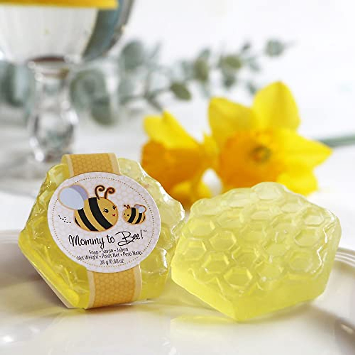 Kate Aspen Sweet Honey & Fresh Flower Scented Honeycomb Soap, Mommy to Bee Baby Shower Favors, Pack of 4 Count,21084NA
