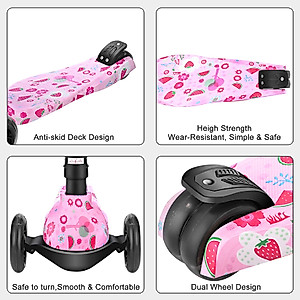 WeSkate Scooter for Kids, Foldable Scooter for Toddlers Girls & Boys with LED Lights Up Scooters Wheels, Adjustable Height Scooter for Children Age 3-12
