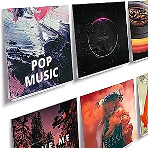 Origin-Joy 4 Pack Vinyl Record Wall Mount, Acrylic Record Shelf for Albums, Vinyls Holder Display Your LP Listening (Clear, 12 inch)