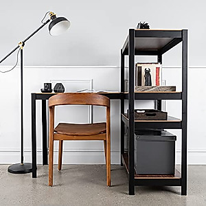 Kepsuul 4 Shelf Corner Module Customizable Shelving with L Brackets, Adjustable Tier Multipurpose Extra Tall Heavy Duty Metal Storage for Kitchen, Bedroom, Closet 32.1" W X 16.4" D X 76.9" H-Black