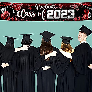 Class of 2023 Banner Decoration-Graduation Party Supplies,Large Congrats Grade Yard Sign Banner for 2023 Graduation Party Decoration (Red 2023)