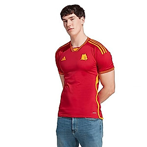 adidas Men's Soccer Roma 23/24 Home Jersey - Minimalist Design, AEROREADY Moisture-Wicking, Recycled Materials (as1, Alpha, s, Regular, Regular) Red