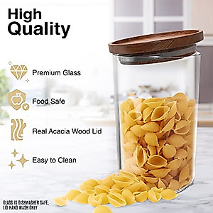 Essos Glass Jars with Wood Lid 1 Gallon Acacia Scoop Airtight Storage Container Jar Kitchen Canister for Food Flour Sugar