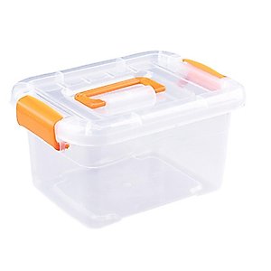 Pssopp Transparent Storage Box, Multipurpose Stackable Craft Storage Box with Carry Handle for Sewing Art Craft Jewelry (Small)