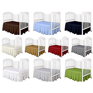 Impeccable Bedding Crib Bed Skirt Dust Ruffle, Standard Size Ruffled Bed Corners, 100 Microfiber Nursery Crib Toddler Bedding Skirt Gathered Baby Boys or Girls, 14 Drop (White), 28 x 5214 Drop