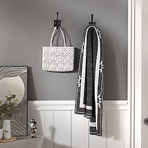 ZAUYX Large Wall Hooks 5 Pack Matte Black Coat Hooks Hardware Towel Hooks for Hanging Coats 4.35 Inch Double Robe Hooks Wall Mounted with Screws for Key, Towel, Bags, Cup, Hat