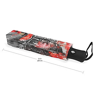 Wamika Oil Painting Eiffel Tower Auto Umbrella Open Close France Paris Umbrella Windproof Lightweight Travel Compact Parasol Umbrellas Sun & Rain