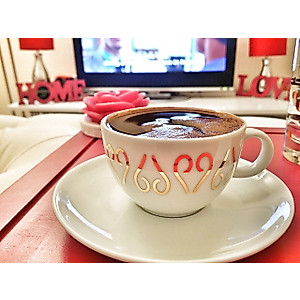 Arzum Okka Turkish Coffee Cups, Set of 2, Porcelain, in Black Giftbox,White