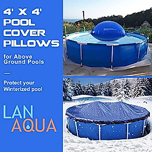 LanAqua 4 x 4 Ft Pool Pillows for Above Ground Pools,0.4mmThick Winter Pool Pillow for Closing,Super Durable PVC & Strong Cold Resistant Pool Cover Air Pillow,Rope Included (55ft)