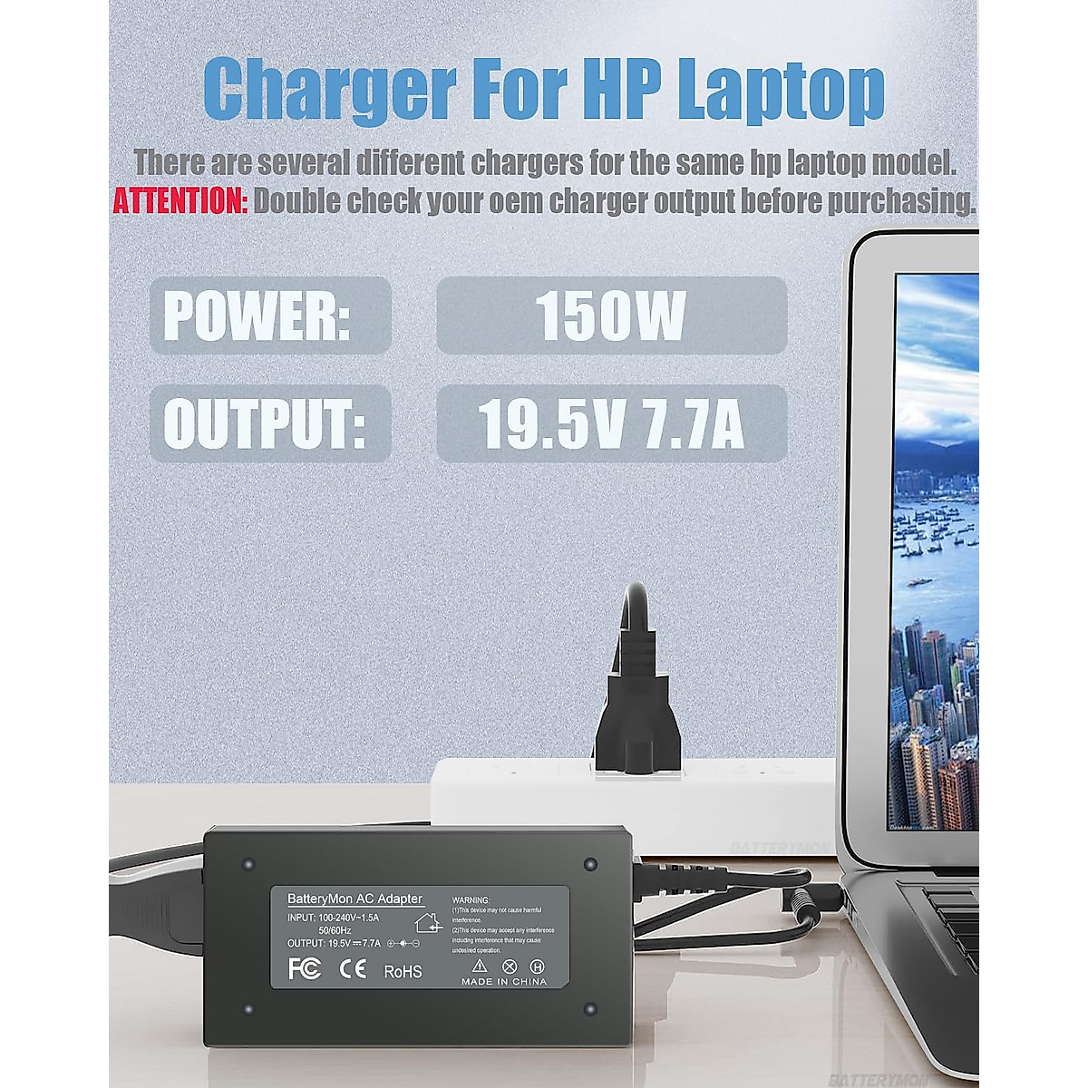 135W 150W AC Adapter for HP OMEN 15 17 Pavilion Gaming Laptop, Spectre x360 15t-df100 ZBook Studio 15 G6 G5 G4 G3 Victus 15, 4.5mm Blue Tip Charger 776620-001 917677-003 917649-850 TPN-CA11 19.5V