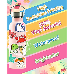 Zartores 300 Pcs Cute Animal Stickers for Kids, Water Bottle Stickers, Laptop Vinyl Waterproof Stickers, Skateboard Hydroflask Phone Aesthetic Sticker Pack for Teens Girls.