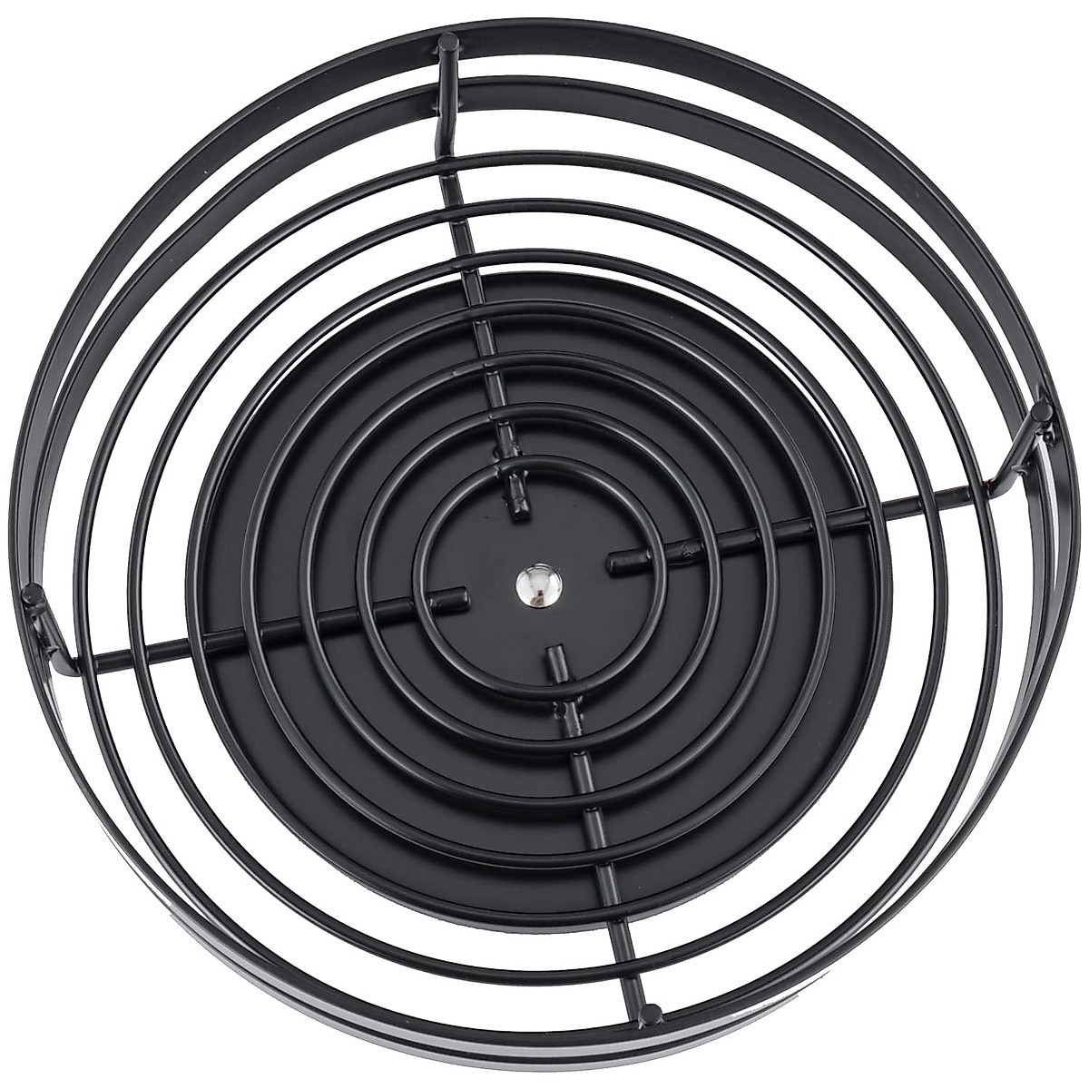 MyGift Modern Matte Black Metal Tabletop Lazy Susan Spice Rack Round Turntable Tray, Seasoning and Condiment Holder Spinning Rack