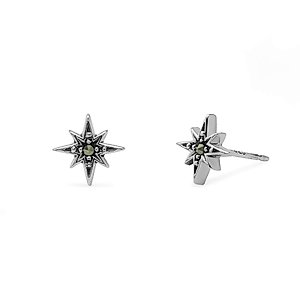 Boma Jewelry Sterling Silver Marcasite North Star Stud Earrings