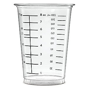 [25 Count - 10 oz.] Multipurpose Disposable Plastic Measuring Cups - Baking, Cooking, Epoxy Resin, Mixing & Measuring Cups