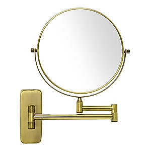 GURUN 8-Inch Double-Sided Wall Mount Makeup Mirror Antique Satin Brass with 7X Magnification Bathroom Mirror for Hotel Antique Satin Brass M1406K(8in,7X)