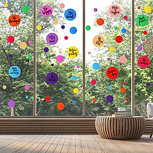 576 Pieces Polka Dot Wall Decals Inspirational Wall Sticker for Classroom Kids Colorful Circle Wall Sticker Removable Lettering Positive Saying Sticker for Dance Yoga Gym Nursery(Mixed Color)