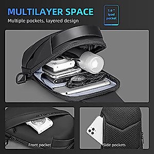 Waterproof backpack for Travel Flight Fits 17.3Inch Laptop&Men’s Crossbody Pack Fanny Pack Compact EDC Sling Bag Large Waist Bag Pack