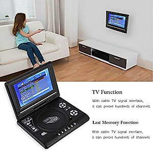 Hakeeta 7.8-inch Portable DVD Player,Swivel Screen Rechargeable TV Car Charger Gamepad,Fully Compatible & high-Definition LCD Display & Built-in Large Capacity Battery(US)