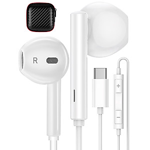 USB C Earbuds Wired Headphones for iPhone 15 Plus Samsung S24 S23 S22 A55 A54, USB Type C Earbuds with Micriphone Hi-fi DAC Volume Control for iPad Pro Air Galaxy Z Flip Fold 5 Pixel 8 7 6 OnePlus 12