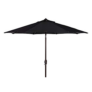 Safavieh PAT8001D Outdoor Collection Ortega Black Uv Resistant 9 Ft Auto Tilt Crank Umbrella