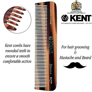 Kent Handmade Set of Combs - 81T Beard and Mustache Comb and FOT Pocket Comb -Hand Polished Soft Rounded Teeth - Best Beard Care Kit, Travel, and Home, Daily Grooming