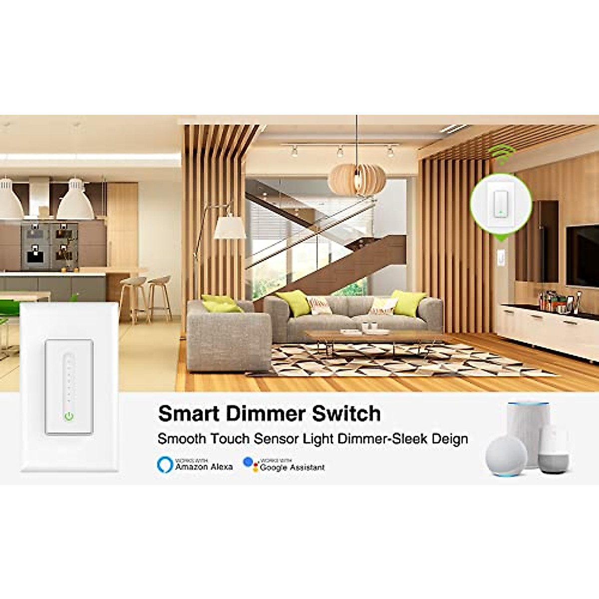Beantech SW2 Smart Wall Single Pole Dimmer Switch, 1 Pack, White