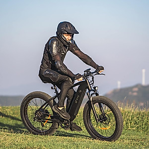 DYU Electric Bike for Adult Up to 80 Miles Long Range Mountain E-Bike, 750W 26" Fat Tire Electric Bicycle with Removable 48V 20Ah Battery, 7-Speed Dual Shock Absorber, 28mph Snow Bike