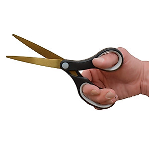 Westcott 55847 8-Inch Titanium Scissors For Office and Home, Black/Gold, 2 Pack