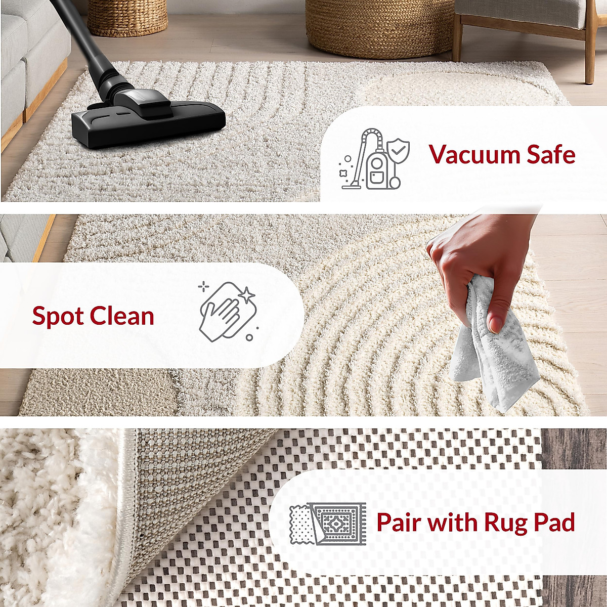 nuLOOM Gloria Abstract Shag Area Rug, 7x9, Beige