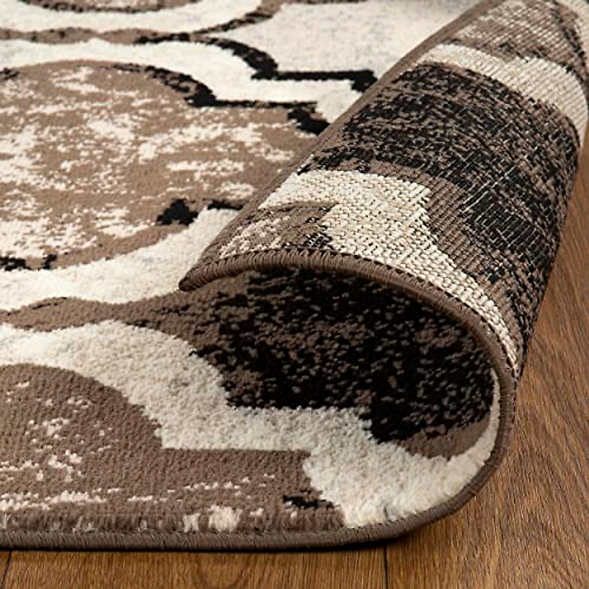 Superior Indoor Area Rug, Jute Backed, Perfect For Living/ Dining Room, Bedroom, Office, Kitchen, Entryway, Modern Geometric Trellis Floor Decor, Viking Collection, 8' x 10', Ivory