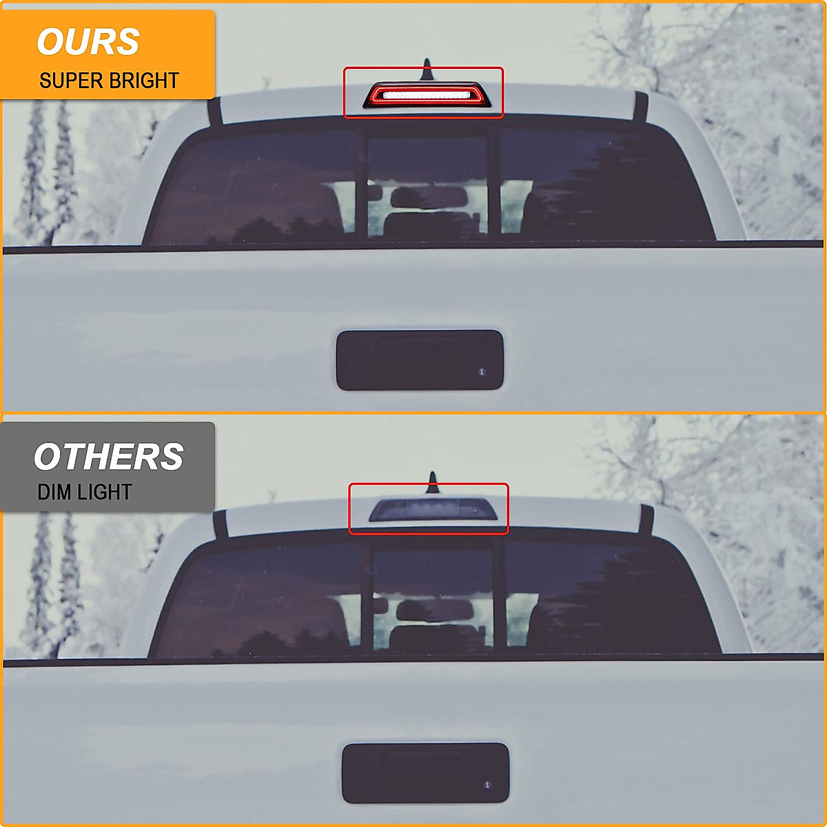 R&F Auto Smoked Lens Strobe LED 3rd Third Brake Light Replacement for Tacoma 2016-2023 Limited SR SR5 TRD Off-Road TRD Pro Sport Roof Cargo Lights Pickup High Mount Stop Lamp (For Double Cab ONLY)