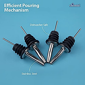 EHOMEA2Z Stainless Steel Liquor Bottle Pourers (12 Pack) Classic Bottle Pourers for Alcohol, Leak-Proof, Dishwasher-Safe Pour Spouts for Liquour Bottles (12, Stainless Steel)