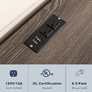 fancyqube Farmhouse Coffee Bar Cabinet, Rustic Sliding Barn Door Storage Cabinet with Power Outlet, Buffet Server Sideboard Cupboard Table for Dining Room Entryway Kitchen (Wash Grey)