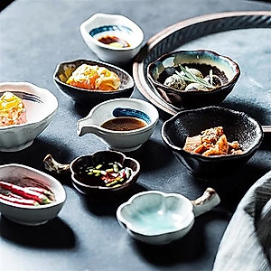 TRESORS Appetizer Plates Snack Bowls 4.1 Inch Porcelain Soy Sauce Dip Bowl Appetizer Plate Japanese Dinnerware Set Sushi Sauce Ketchup Salad Dressing Dish Salad Plates Dinner Plates (Color : C)