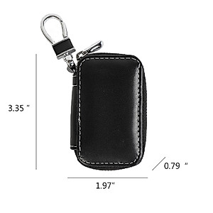 KUPAO Universal Car Key Fob Case,Genuine Leather Key Fob Cover Holder,Remote control smart key Car KeyChain Case Holder (Black)