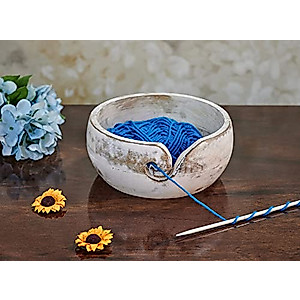 Wooden Yarn Bowl Knitting Bowl Large Crochet Yarn Holder YB01WH Handmade Crocheting Accessories and Supplies Organizer 7 x 3"