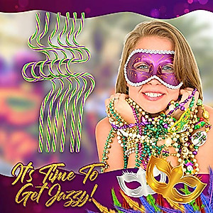 Krazy Straws 6 Count Mardi Gras Loopy Drinking Straws | Green Purple Yellow Carnival Fat Tuesday Party Accessories | Kids & Adults